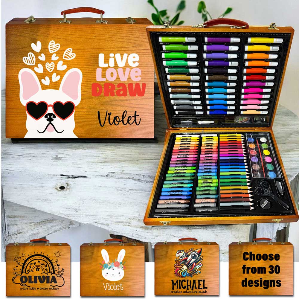 Personalized 150 pc Kids Art Kit with Carrying Case — LemonsAreBlue